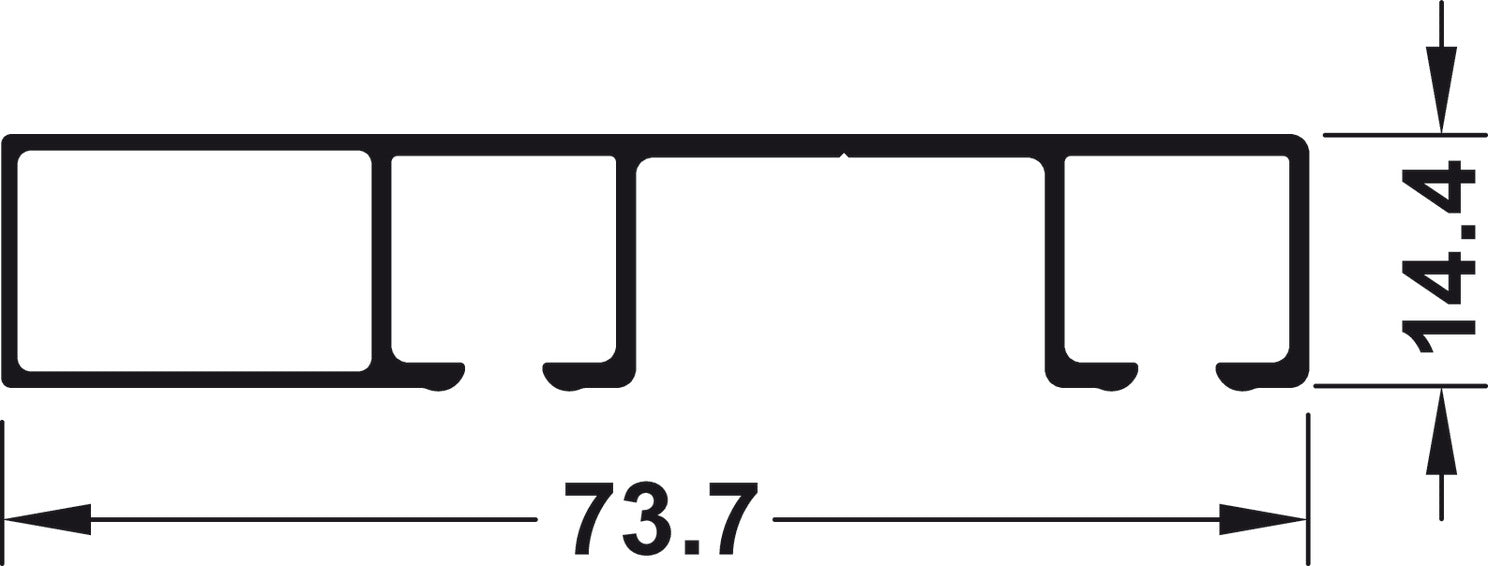 Hafele Aluminum Double Guide Track, for Hafele Slido F-Line18 50A, 350 ...