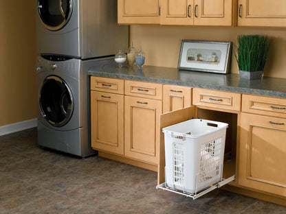Rev-A-Shelf Wire Bottom Mount White Polymer Hamper, 20" Deep with Full ...