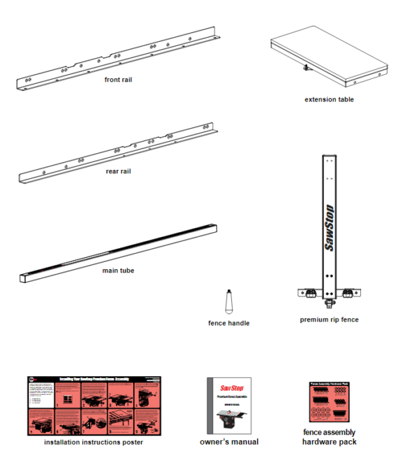 Sawstop Premium Table Saw Fence System – Pro Cabinet Supply